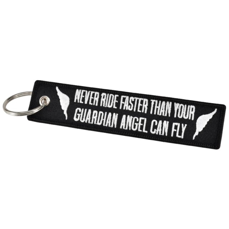 Brelok do kluczy ANIOŁ STRÓŻ never ride faster than your guardian angel ...